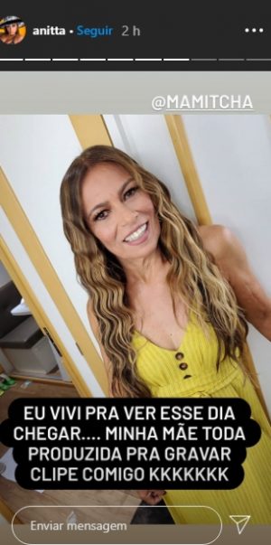 Anitta celebra participação da mãe em gravação de clipe - Portal Área VIP