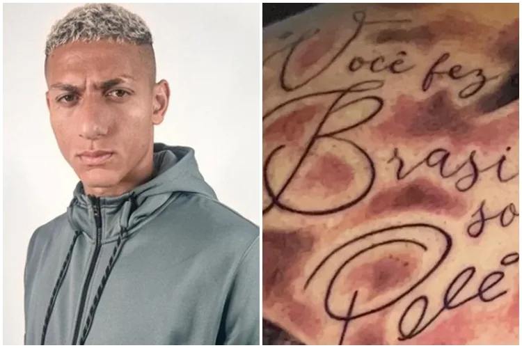 Richarlison faz tatuagem em homenagem a Pelé: Richarlison faz tatuagem em homenagem a Pelé: