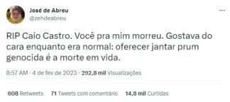 José de Abreu declara morte de ator: “RIP Caio Castro” - Portal Área VIP
