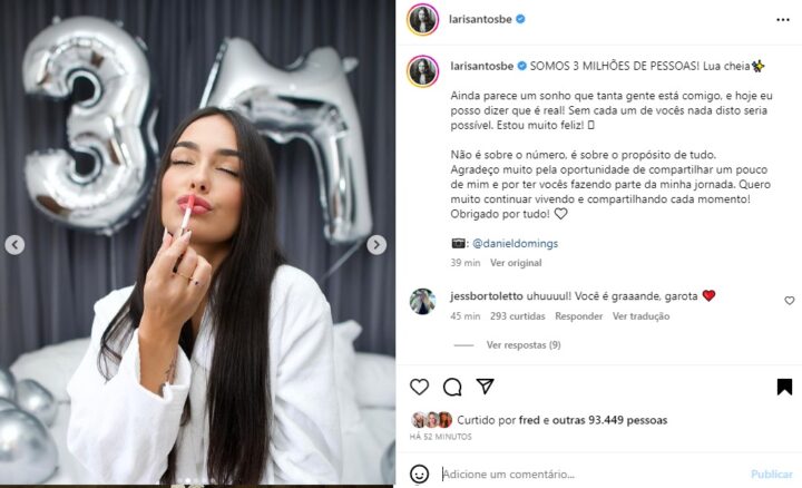 Larissa Santos celebra marca histórica após o BBB23 - Portal Área VIP