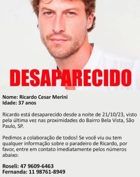 Polícia investiga desaparecimento do ator Ricardo Merini - Portal Área VIP