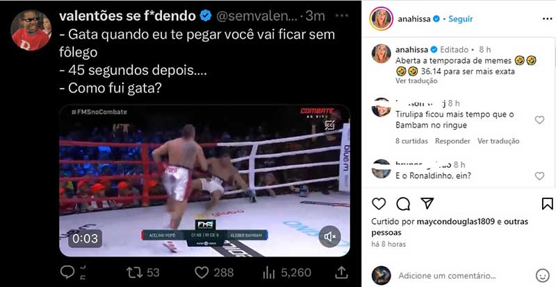 Famosos reagem à luta entre Popó e Bambam: 'Não posso perder a piada ...