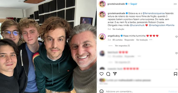 Luciano Huck surge em clique raro com o irmão, Fernando Grostein ...