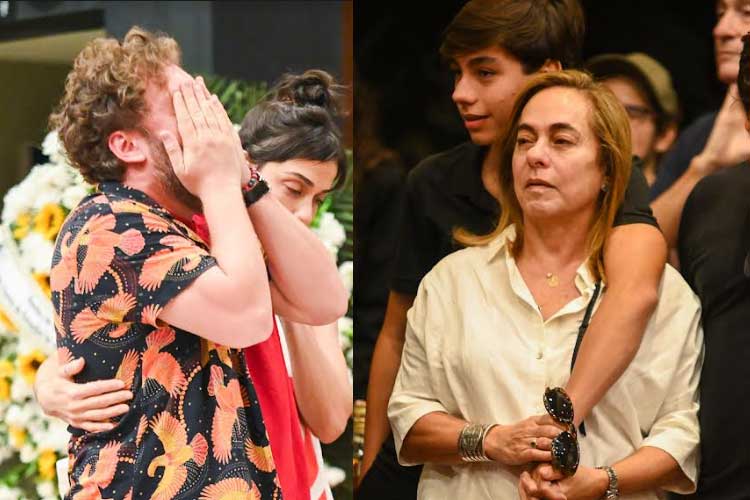 João Velho, filho de Cissa Guimarães e Paulo César Pereio, se emociona e chora muito no velório ...