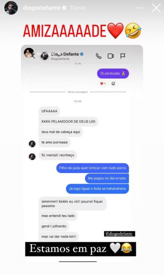 Neymar Jr e Diogo Defante selam a paz após mal-entendido: “Está ...
