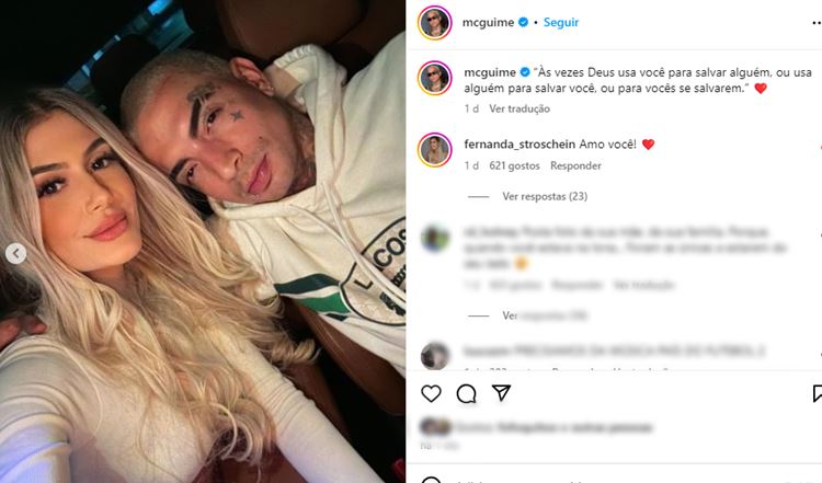 MC Guimê surge em cliques românticos com Fernanda Stroschein: "para ...
