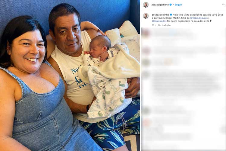 Zeca Pagodinho surge ao lado do neto recém-nascido e se derrete ...