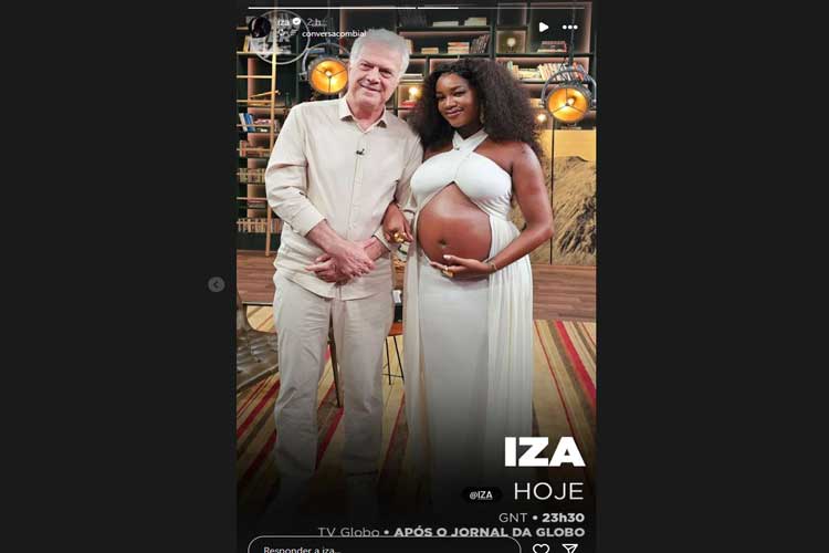 Iza surge com barrigão à mostra em foto dos bastidores do 'Conversa com ...