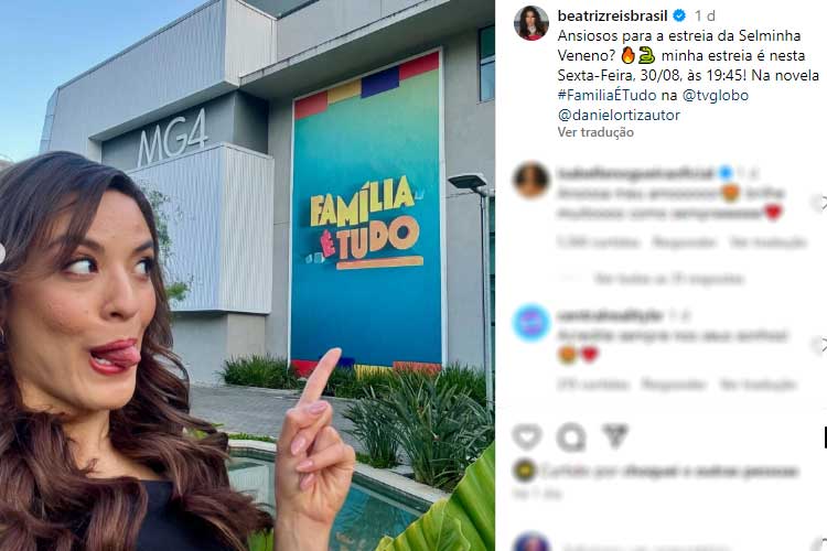 Beatriz Reis surge nos bastidores de 'Família é Tudo' e revela detalhes ...