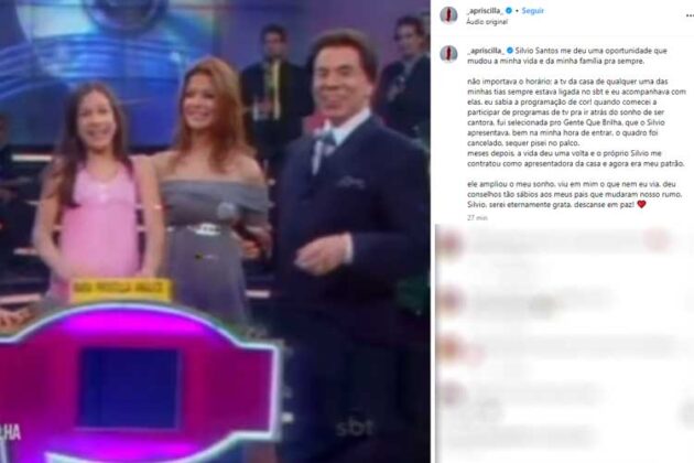 Priscilla faz agradecimento a Silvio Santos após a morte do ...