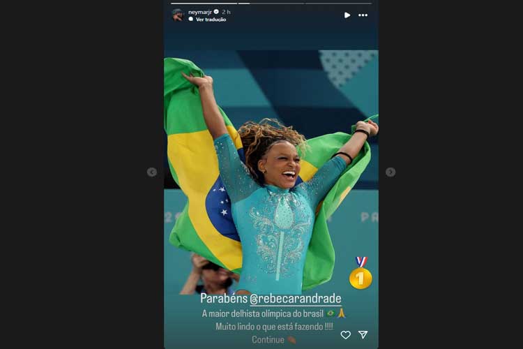Neymar envia recado para Rebeca Andrade após atleta conquistar ouro nas ...