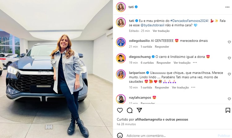 Tati Machado recebe carrão após vitória em programa da Globo - Portal ...