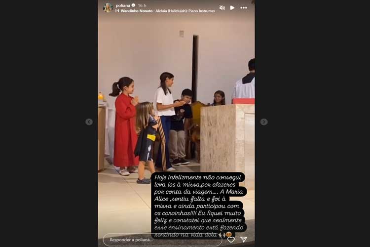 Maria Alice participa de missa e Poliana Rocha reage: 'Ensinamento ...