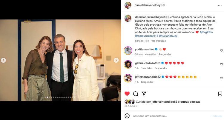 Daniela Beyruti agradece carinho da Globo após homenagem a Silvio ...