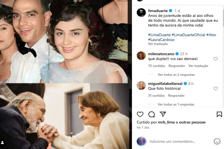 Lima Duarte encanta a web ao exibir registro da juventude ao lado de ...