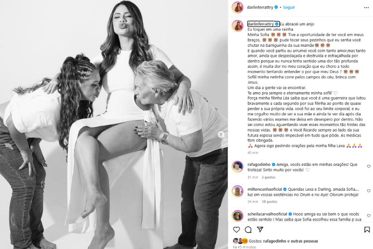 Mãe de Lexa, Darlin Ferrantry lamenta morte da neta Sofia: "Uma dor tão profunda" - Área VIP