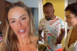 Poliana Rocha deixa Alexandre Pires e esposa, Sara, de boca aberta durante visita na Fazenda ...