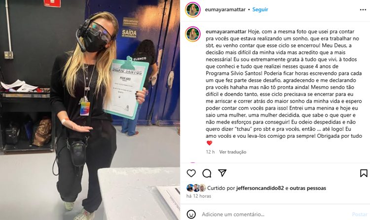 Mayara Mattar, filha de Luís Ricardo, encerra ciclo no SBT após 4 anos - Portal Área VIP