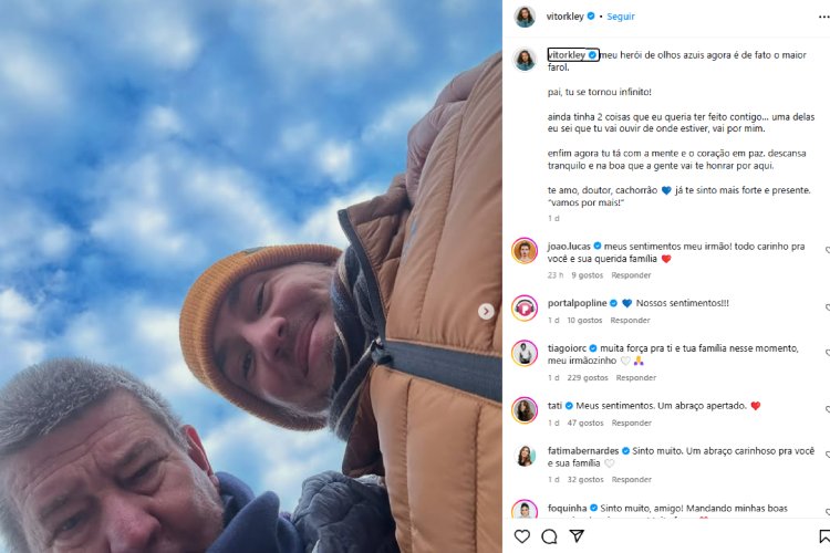 Vitor Kley faz desabafo comovente após morte de seu pai, Ivan, aos 66 ...