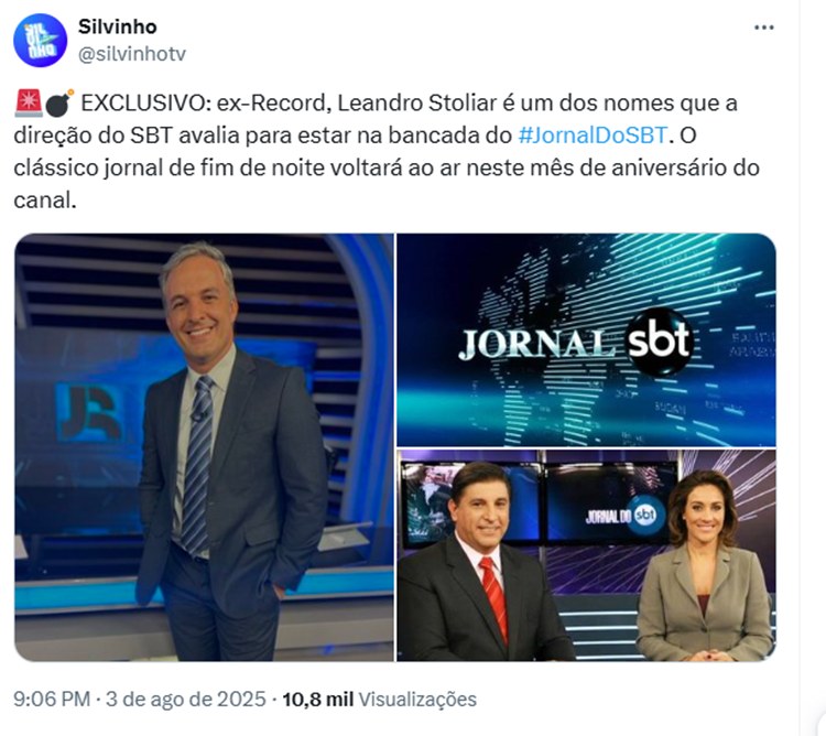 Leandro Stoliar pode assumir comando de telejornal no SBT - Portal Área VIP
