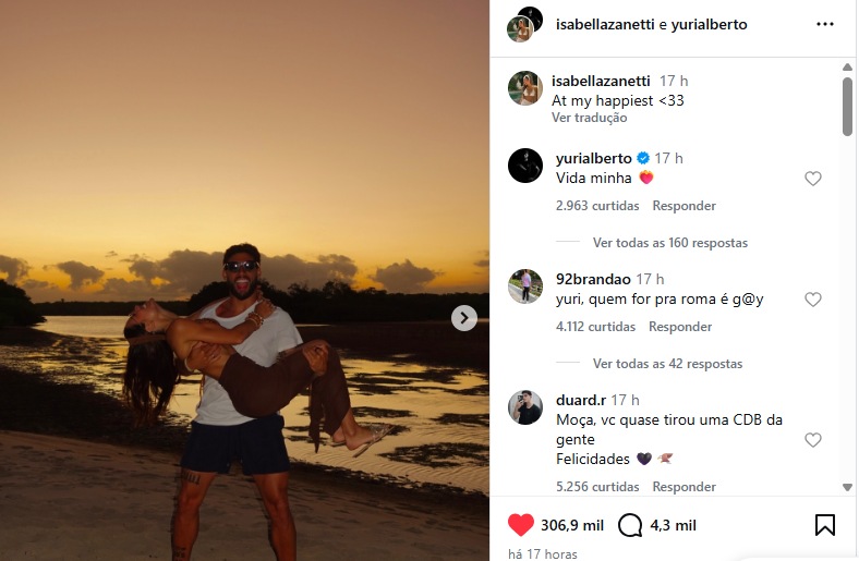 Yuri Alberto surge aos beijos com Isabella Zanetti - Portal Área VIP